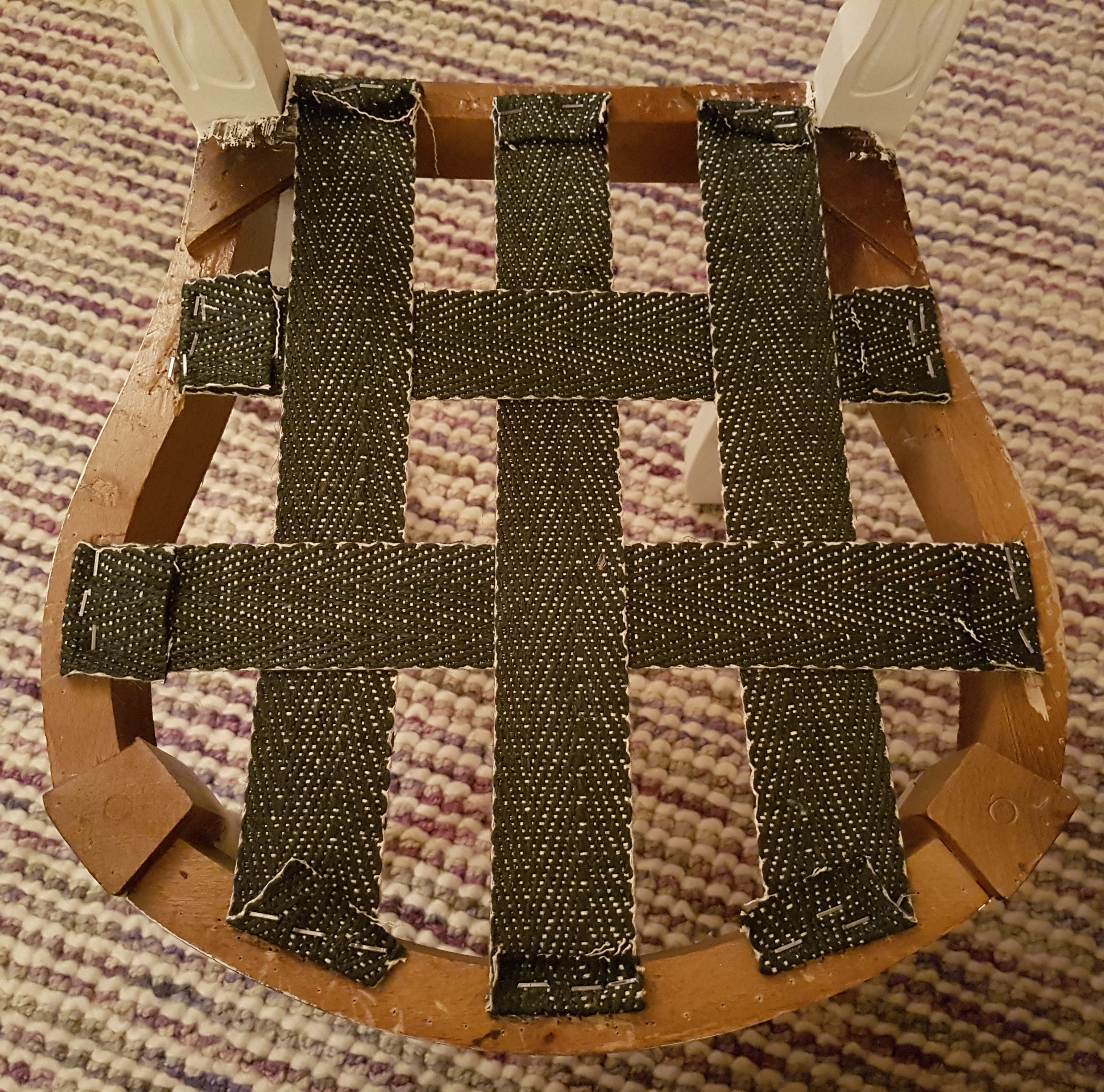 Webbed modern chair with staples | The Accidental Upholsterer